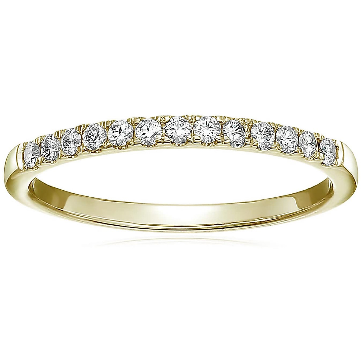 Vir Jewels 1/5 carat (ctw) Diamond Wedding Anniversary Band for Women, Half Eternity Round Diamond Engagement Ring 14K Yellow Gold Prong Pave Set 0.20 cttw, Size 4.5