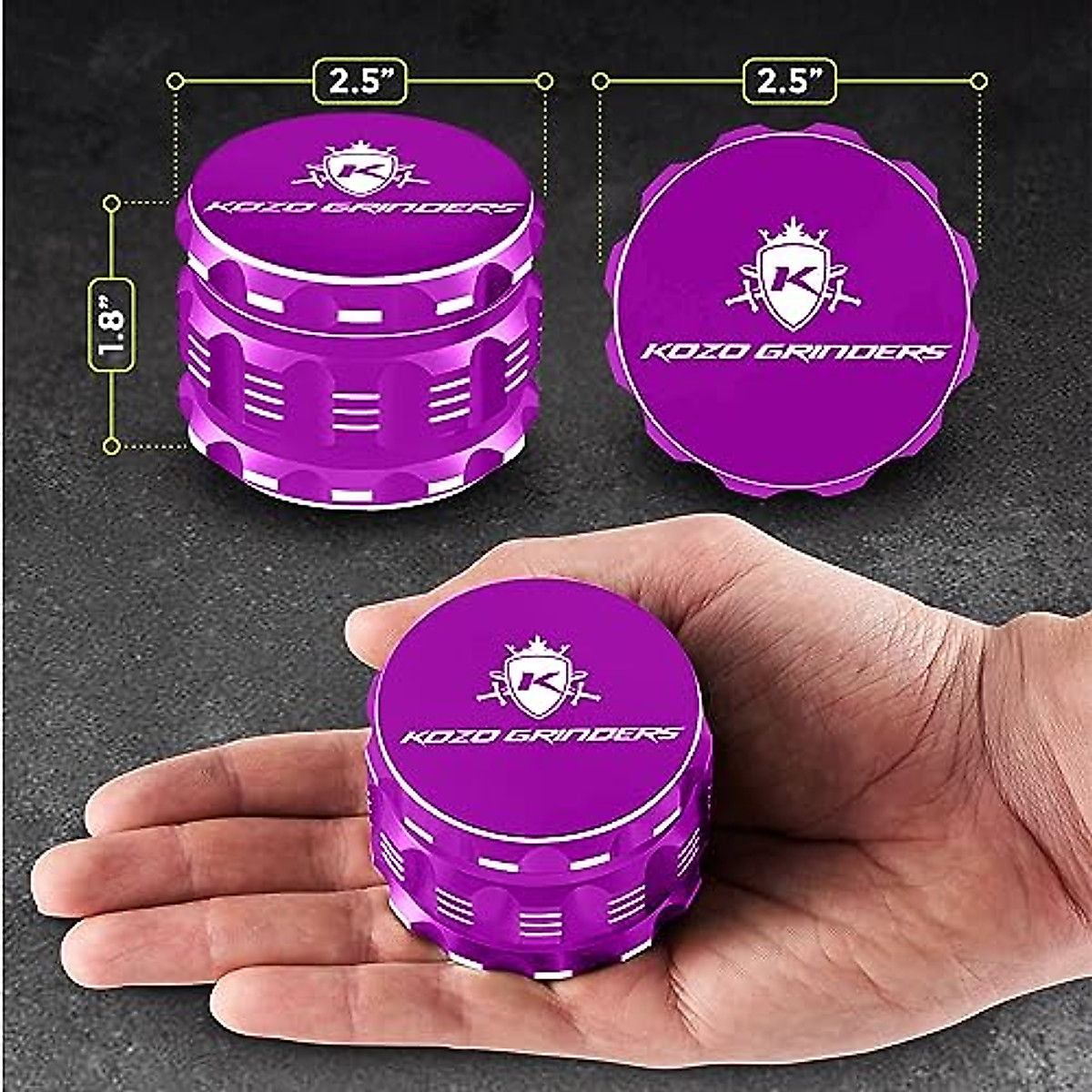 Kozo Spice Grinder (2.5",Purple)