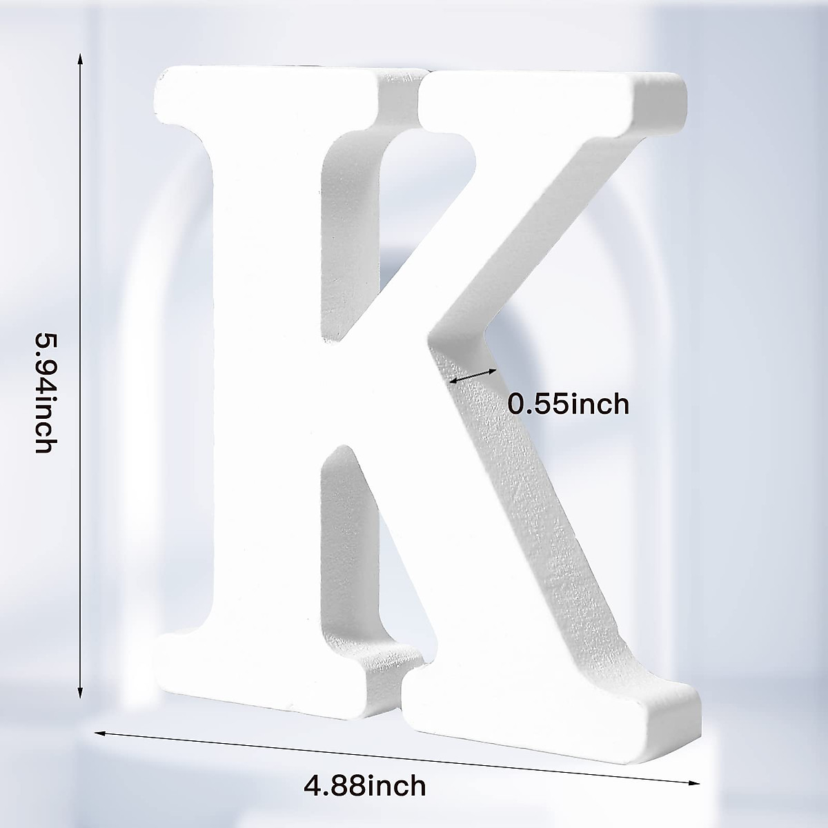 AOCEAN 6 Inch White Wood Letters - Unfinished Wood Letters for Wall Christmas Decor Standing Letters Slices Sign Board Decoration for Xmas Home Party Projects (K)