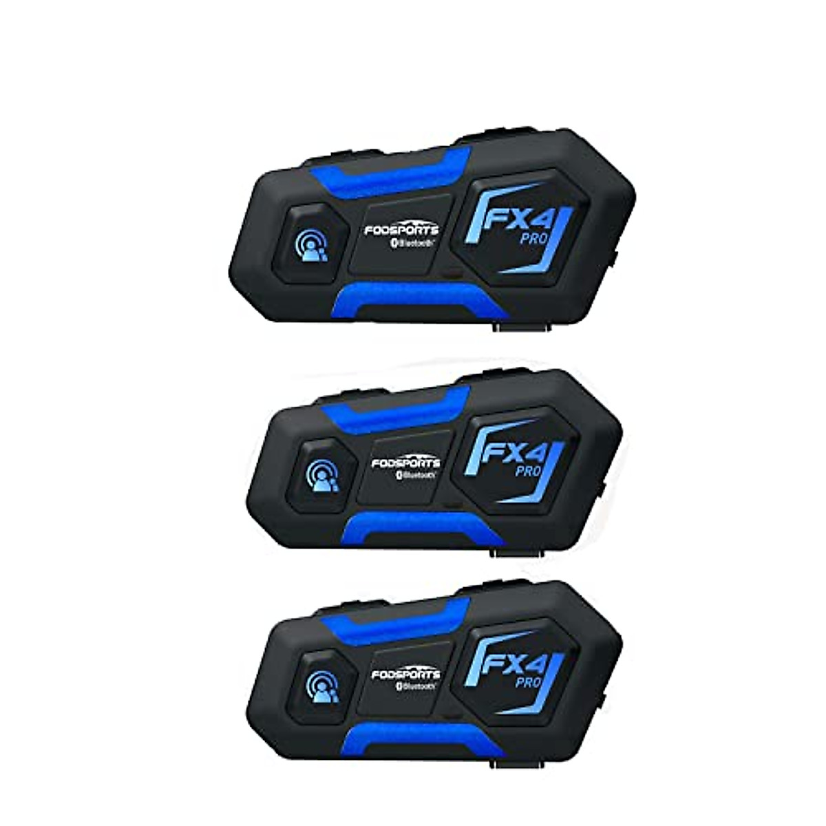FODSPORTS Motorcycle Bluetooth Headset FX4 Pro 1200m Helmet Intercom,4 Riders Motorcycle Bluetooth Intercom,Universal Bluetooth Helmet Headset Communication System FM/Hard &Soft Mic/Waterproof/3Pack