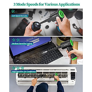 AIRROKI Compressed Air Duster - Electric Air Duster for Computers, 51000RPM Cordless Air Duster, Good Replace Compressed Air Can, 6000mAh Reusable no Canned Air Duster for PC Keyboard Cleaner