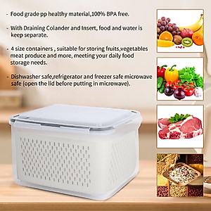 4-Piece Leakproof Fresh Fruit Containers with Strainer Lid - Easy Open & Close Plastic Berry Containers for Fridge