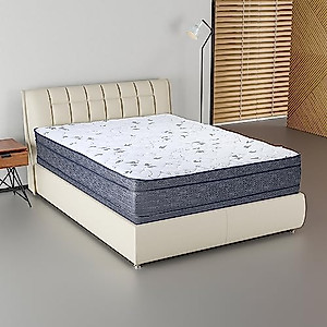 Spring Coil 13-Inch Extra Firm Foam Encased Eurotop Hybrid Mattress & 8" Wood Traditional Box Spring/Foundation Set, King, Black