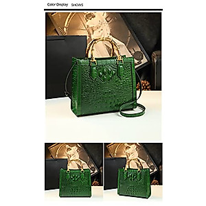 DDQYYSPP Crocodile Pattern Leather Women's Bag Bamboo Top-Handle Satchel Handbags Portable Tote Bag Shoulder Messenger Bags
