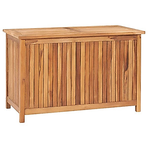 TIFITGO Asomie Patio Storage Box 35.4"x19.7"x22.8" Solid Teak Wood Indoor stockage bin home chest house tank Outdoor Furniture Outdoor Storage Boxes US Stock Fast Shipment Anthracite