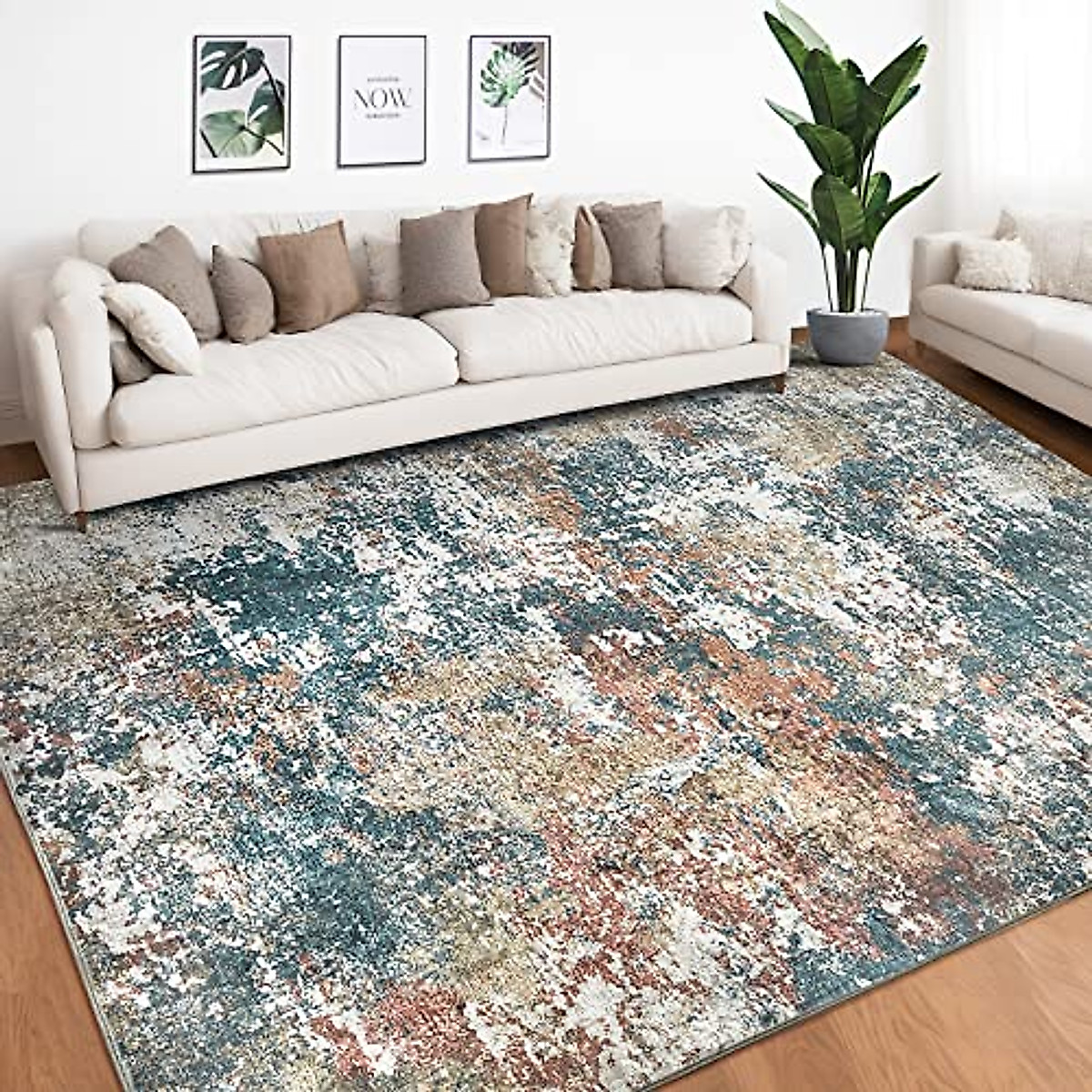 5x7 Indoor Fluffy Abstract Carpet for Bedroom Kitchen Floor Dining/Living Room Washable Plush Throw Large Soft Accent Area Rug Home Office Nursery Decor - Multi