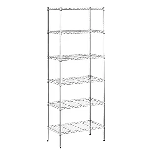 Furinno Wayar Metal Storage Shelf Rack, 6-Tier, 23 x 13 x 59, Stainless Steel