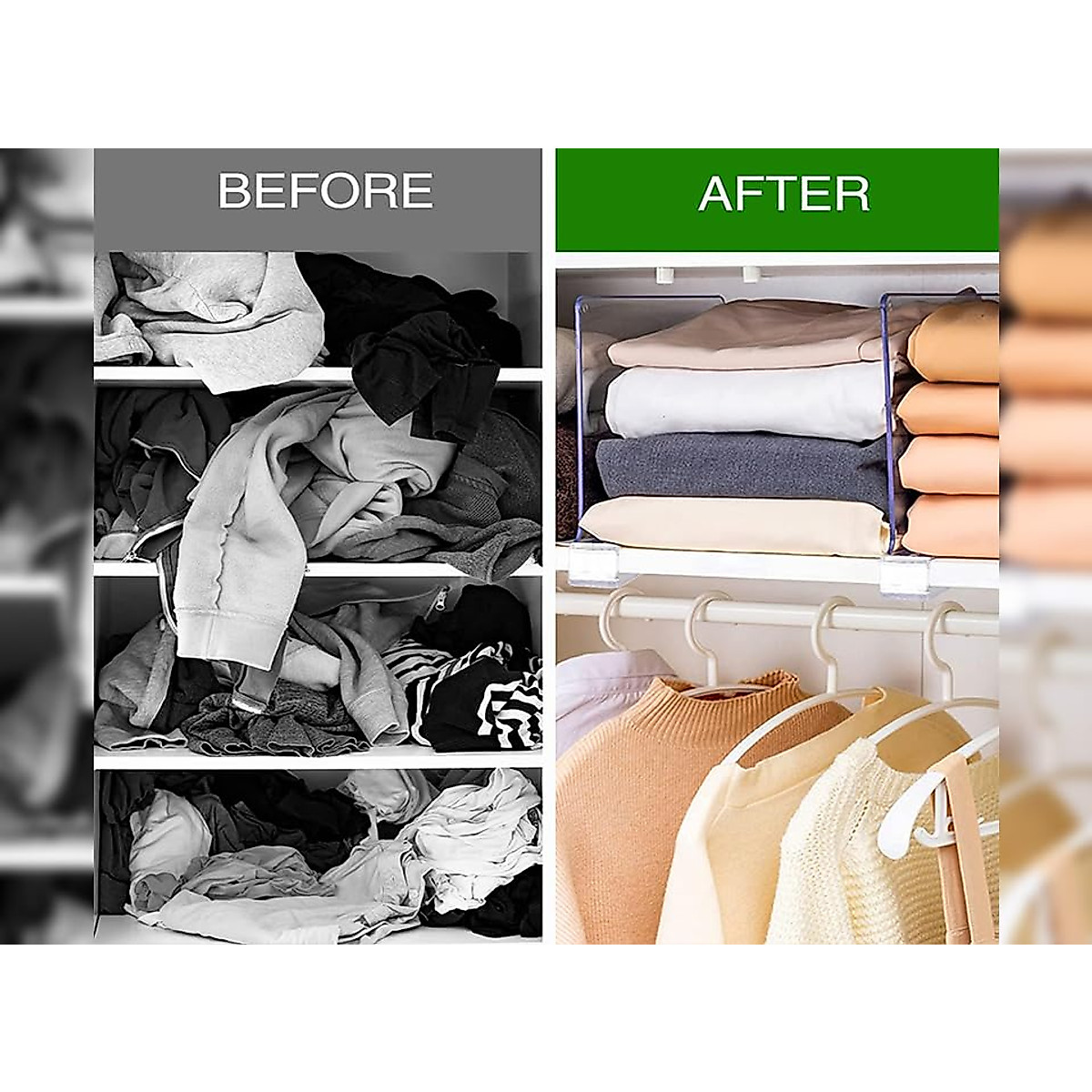 ikaufen Shelf Dividers, 12 Inches Tall Vertical Purse Separators for Closet Perfect for Bedroom, Kitchen and Office Shelves, Adjustable Acrylic Bookshelf for Organization (6 Pack, 12 Inch)