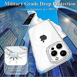 EWUONU iPhone 13 Pro Max Case, Crystal Clear [Anti-Yellowing] Case for iPhone 13 Pro Max 6.7 inch, with 2 Pack Tempered Glass Screen Protector, Slim Thin, Scratch Resistant, Full Body Protection