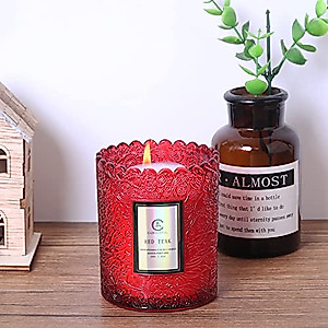 LUKKLOVE Red Teak Candle, Scented Candles Gifts for Women, Single Wick Glass Candles for Home Scented, Over 45 Hours of Burn Time Classic Glass Tumbler