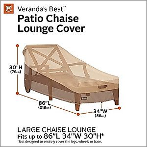Classic Accessories Veranda's Best Waterproof Patio Chaise Lounge Cover, 86 x 34 x 30 Inch, Patio Furniture Covers