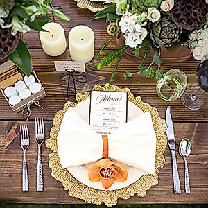 WUWEOT 12 Pack 13" Gold Charger Plates, Plate Chargers with Flora Reef Design, Plastic Round Ruffled Rim Dinner Charger Plates for Dinner Wedding Party Decoration