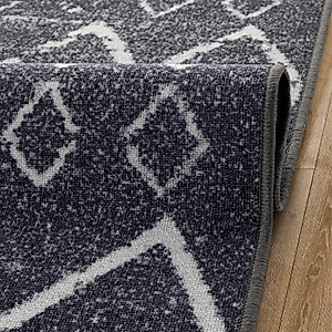 Antep Rugs Alfombras Non-Skid (Non-Slip) 8x10 Rubber Back Bohemian Distressed Moroccan Boho Low Pile Profile Indoor Area Rug (Charcoal Gray, 7'10" x 10')