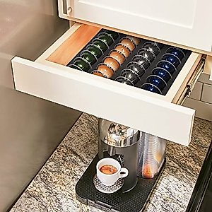 RAMIEYOO Coffee Capsule Storage Drawer Tray,Drawer Insert Organizer Holds 48 Pods Compatible with Nespresso Vertuo Vertuoline Capsules for Kitchen,Home,Office(Waterproof/Washable)
