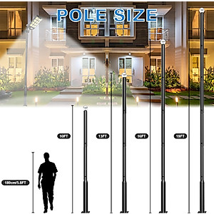 loyoele 16.5Ft Solar Street Light Pole for Parking Lots, Courtyards, Streets, Backyards, Outdoor House - Durable Weather-Resistant Street Poles