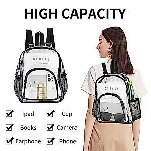 KTUCPRY Clear Mini Backpack with Size12×9.5×4,Stadium Approved Clear PVC Waterproof Mini Backpack for Concert Sport Events Work Travel (Black)