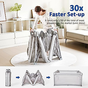 Sweeby Baby Playpen, Portable Foldable Baby PlayPens for Babies and Toddlers with Gate, 59x59 Large Baby Play Yards with Door, Indoor & Outdoor Playpen, Light Grey