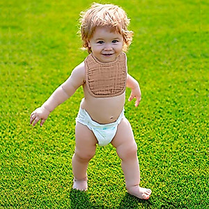 Frienda 6 Pcs Muslin Bibs Baby Burping Cloth Teething Bibs Bandana Bibs 6 Absorbent Layers Muslin Bibs for 6 Month+ Baby (Gray Series)