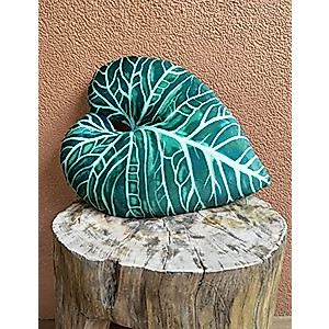 HOFFENDER Leaf Pillows Plant Pillows for Bedroom, Living Room and Patio Green Throw Pillows (Anthurium Regale)
