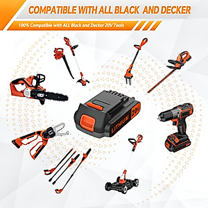 20 Volt MAX 2.0AH Battery Replacement for Black and Decker 20V Lithium-Ion Battery，Compatible with All Power 20V Black and Decker Power+ Tools