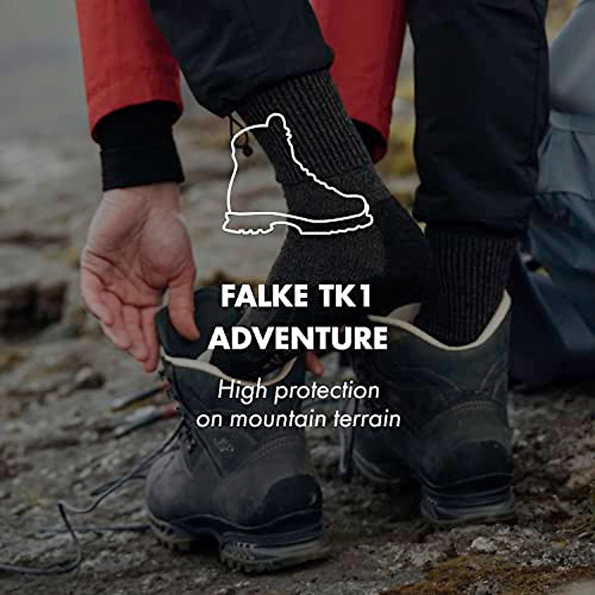 FALKE Men's TK1 Adventure Cool Hiking Socks, Crew, Thick Padding, Cooling, Athletic, Breathable Quick Dry, Lyocell, Black (Black-Mix 3010), 12.5-13.5, 1 Pair