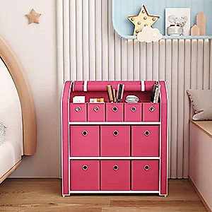 HOMEFORT 11 Drawer Dresser Chests of Drawers Toy Clothes Organizer Fabric Storage Cube Bins with Sturdy Metal Shelf for Bedroom Living Room