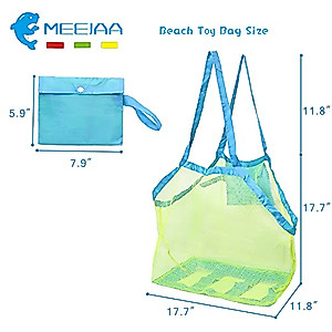 Meejaa Mesh Beach Bag, Classic Mesh Beach Toy Tote Bag, Foldable Large Children's Toy Storage Bag, Used for Storage of Toys, Shells, Clothes and Towels When Playing on The Beach