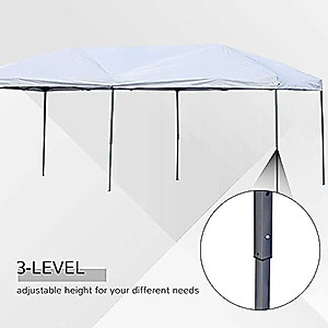 Outsunny 10' x 20' Pop Up Canopy with 6 Sidewall Mesh Netting, Outdoor Party Event Tent with Oxford Fabric Roof for Backyard Garden Patio, Cream White