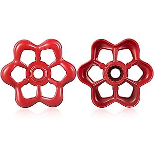 Dreyoo 2 Pack Outdoor Faucet Handles, 0.43 Round Stem Hole Faucet Handle Compatible with LASCO 01-5105, Round Wheel Handle Fits Most 3/8 Shaft Sillcock Valve Stems (16 Point Broach, Red)