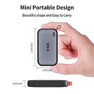SSK Portable SSD 2TB External Solid State Drives, up to 1050MB/s USB C SSD External Hard Drive USB 3.2 Gen2 for iPhone 15/Pro, Windows, Mac, Android Phones and Tablets