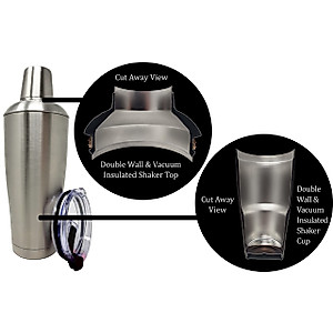 Stock Harbor Stainless Steel 30 Ounce (887 Milliliter) Double Wall Cocktail Shaker Vacuum Insulated Tumbler and Shaker Top; Matte Polished