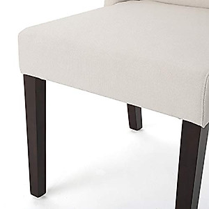 GDFStudio Christopher Knight Home Rory Fabric Dining Chairs, 2-Pcs Set, Ivory / Brown