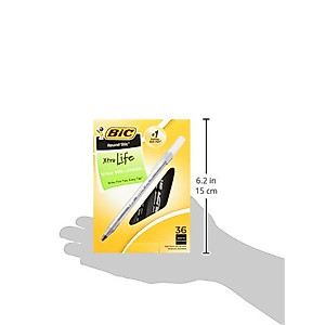 BIC Round Stic Xtra Life Ballpoint Ink Pens, Medium Point (1.0mm), Black Pens, Flexible Round Barrel For Writing Comfort, 144-Count