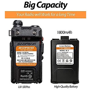 Baofeng UV-5RPro 8W 2Pack Ham Radio Two Way Radio More Radio Case One Programming Cable