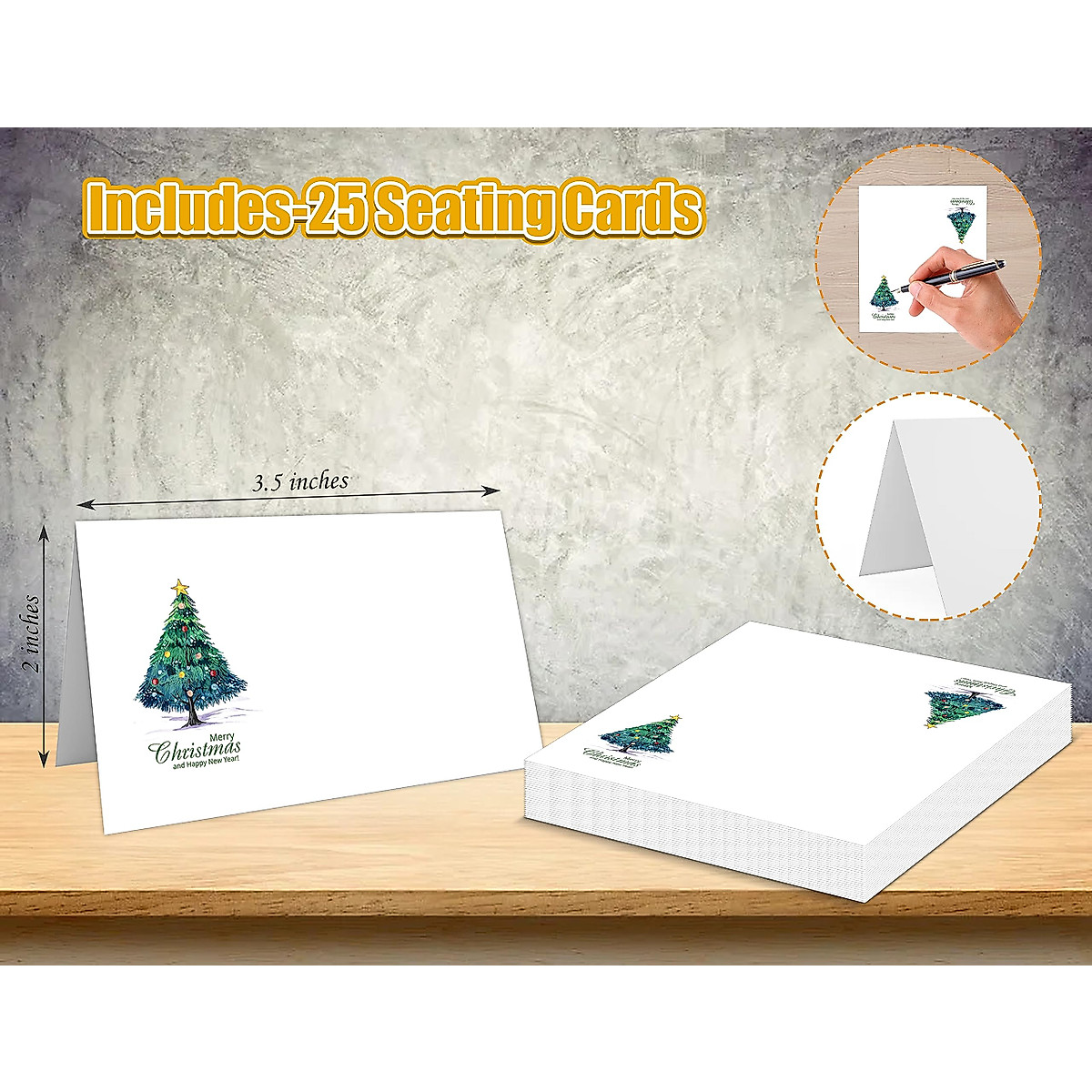 Christmas Party Seating Cards,Name Place Cards for Table Setting,Food Labels for Party Buffet,Place Cards for Weddings,Reserved Seating Signs,Tent Cards,Party Supplies,Set of 25 Seat Cards-Z4