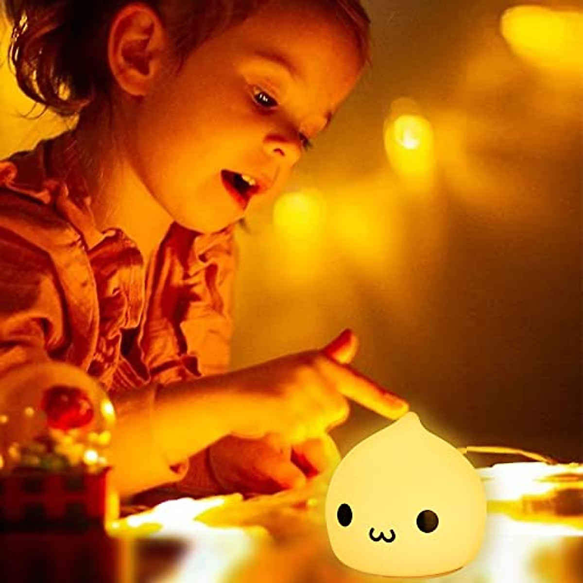 Night Light for Kids, Cute Lamp Dumpling Light Birthday Gifts for Girls Boys, Kawaii Waterdrop Nightlight Silicone Portable Nursery Battery Powered Animal Night Lights for Baby Toddler Teen Bedrooms