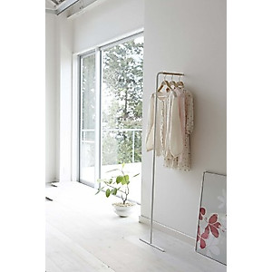 Yamazaki Home Leaning Slim Coat Hanger Clothes Rack, Space Saving Steel One Size White