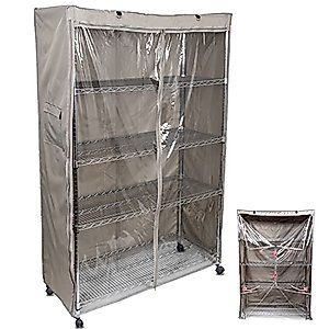 YLOVAN Storage Shelf Cover Wire Rack Shelving Dust Protective, Fits Racks 48" Lx19''Dx72''H One Side See Through Panel (Cover only)