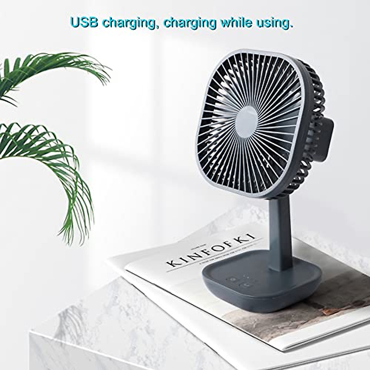 Xingsinan Mini Oscillating fans, USB Rechargeable fan, 3 speed, super quiet, portable small desk fan, small personal cooling fan for home office travel