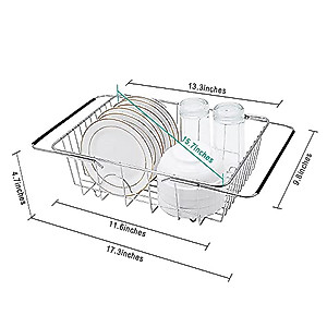 NDYKWL 3-in-1 Dish Drying Rack, Dish Drainer in Sink, Dish Rack Over The Sink or On Counter , Rustproof, Easy to Clean, Save Counter Space for Kitchen
