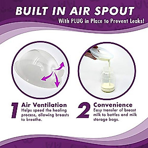 New Model with Plugs! Breast Shell & Milk Catcher for Breastfeeding Relief (2 in 1) Protect Cracked, Sore, Engorged Nipples & Collect Breast Milk Leaks During The Day, While Nursing or Pumping