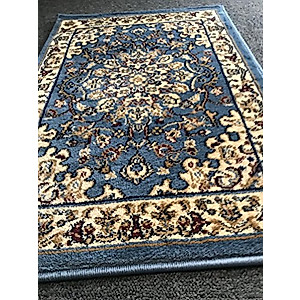 Deir Debwan Traditional Oriental Door Mat Area Rug Blue Persian (330,000 Point) Design 603 (2 Feet X 3 Feet)