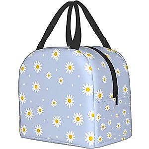 Insulated Lunch Bag for Girls Women, Cooler Tote Reusable Lunch Box Container For Girls Boys School Work Office Travel Picnic Floral Daisy Purple Flower