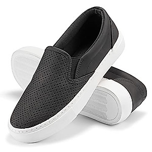 JENN ARDOR Slip On Shoes for Women Low Top Canvas Sneakers Flats Comfortable Walking Casual Shoes Black