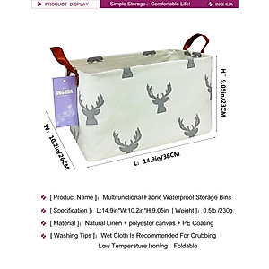 INGHUA Rectangular Storage Basket Fabric Organizer Bin for Toys,Books,Clothes,Gifts,Pets-Perfect for Home,Office,Nursery,Dorm,Shelf(Rec grey deer)