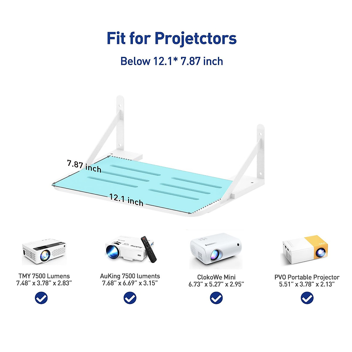 Small Mini Projector Shelf/Modem Shelf/Router Shelf/Router Wall Mount/Cable Box Wall Mount,Floating Projector Wall Mount, Projector Shelf for Wall, Holder Stand Accessories White
