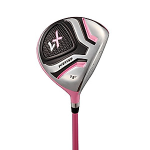 Distinctive Girls Pink Junior Golf Club Set for Age 6 to 8 ( Height 3'8" to 4'4" ), Left Handed Only, Set Includes: Driver, Hybrid Wood, 2 Irons, Putter, Bonus Stand Bag & 2 Headcovers