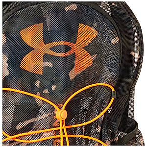 Under Armour Kids' Hustle Mesh Backpack, (310) Baroque Green / / Blaze Orange, One Size Fits Most