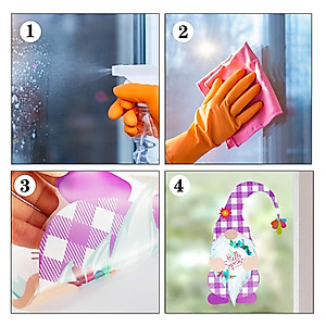 9 Sheets Spring Gnome Static Window Clings- Double Sided Faceless Doll Flowers Butterfly Window Decals Stickers in 9 Styles Party Favors for Spring Home Cafe Restaurant Glass Door Window Decors