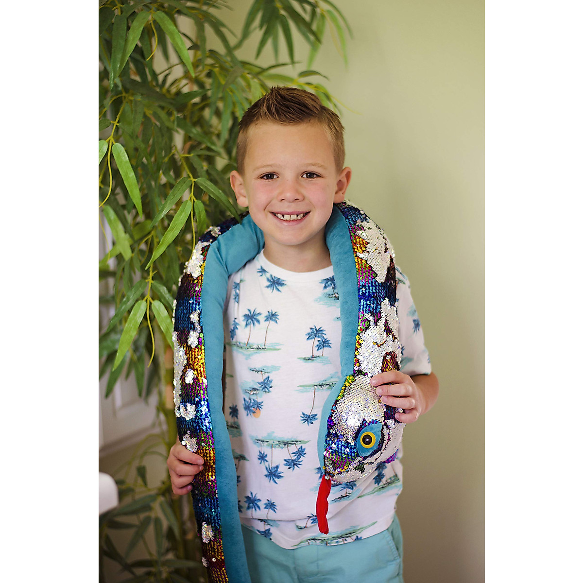 LMC Products Rainbow Flip Sequin Stuffed Snake - Reversible Sequin Pet Snake Stuffed Animal - Giant 60 inches long